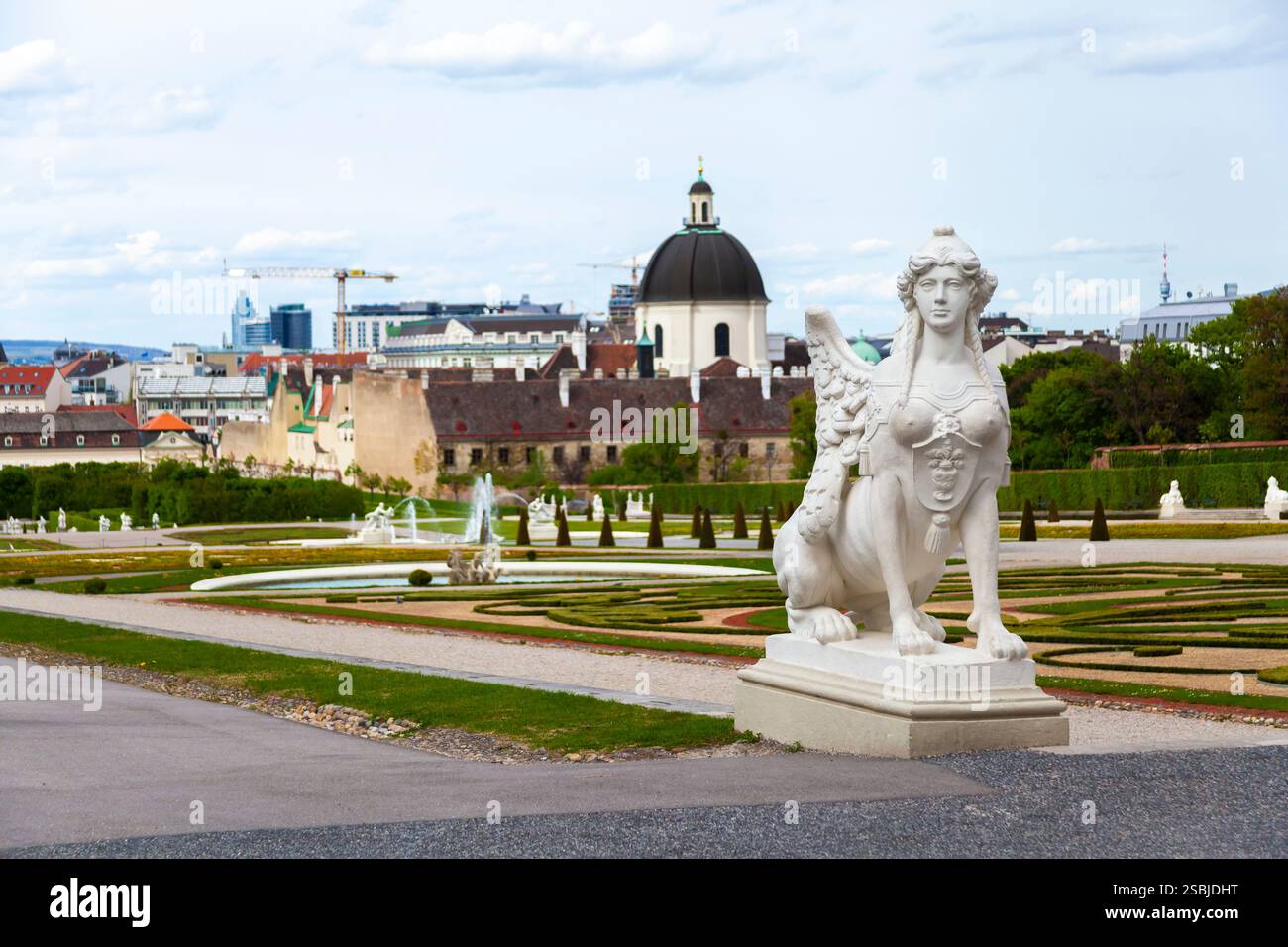 Stone sphinx sculpture at Vienna's Belvedere Palace garden Stock Photo ...