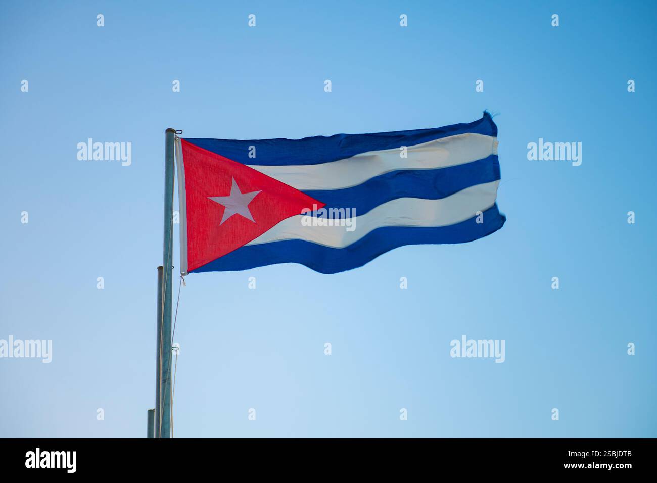Flag of Cuba (Flag of the Solitary Star) on Trinidad, Cuba. Historic ...