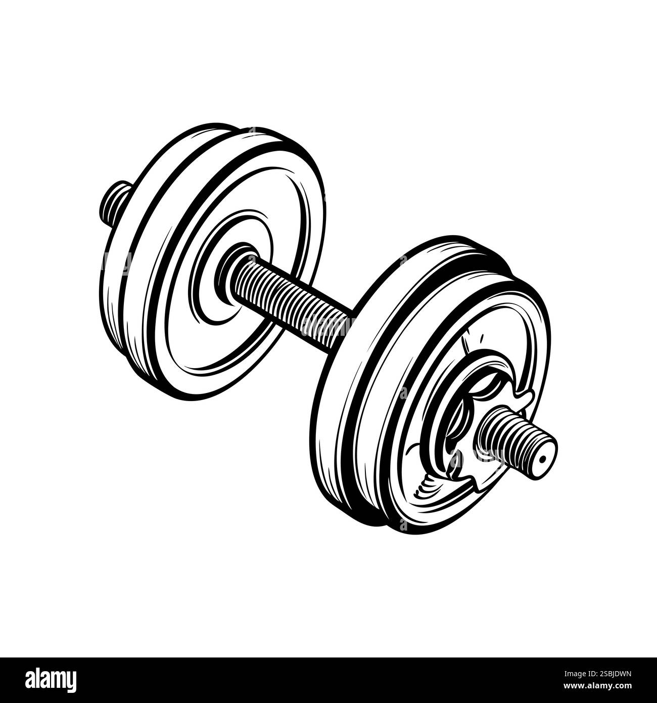 Drawn dumbbells. Black hand drawn icon of dumbbell for training. Grunge ...