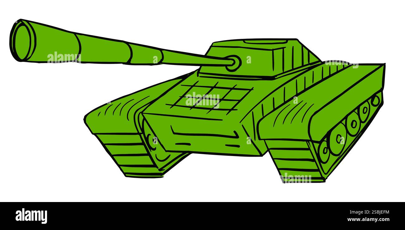 Green cartoon tank on a white background Stock Vector Image & Art - Alamy