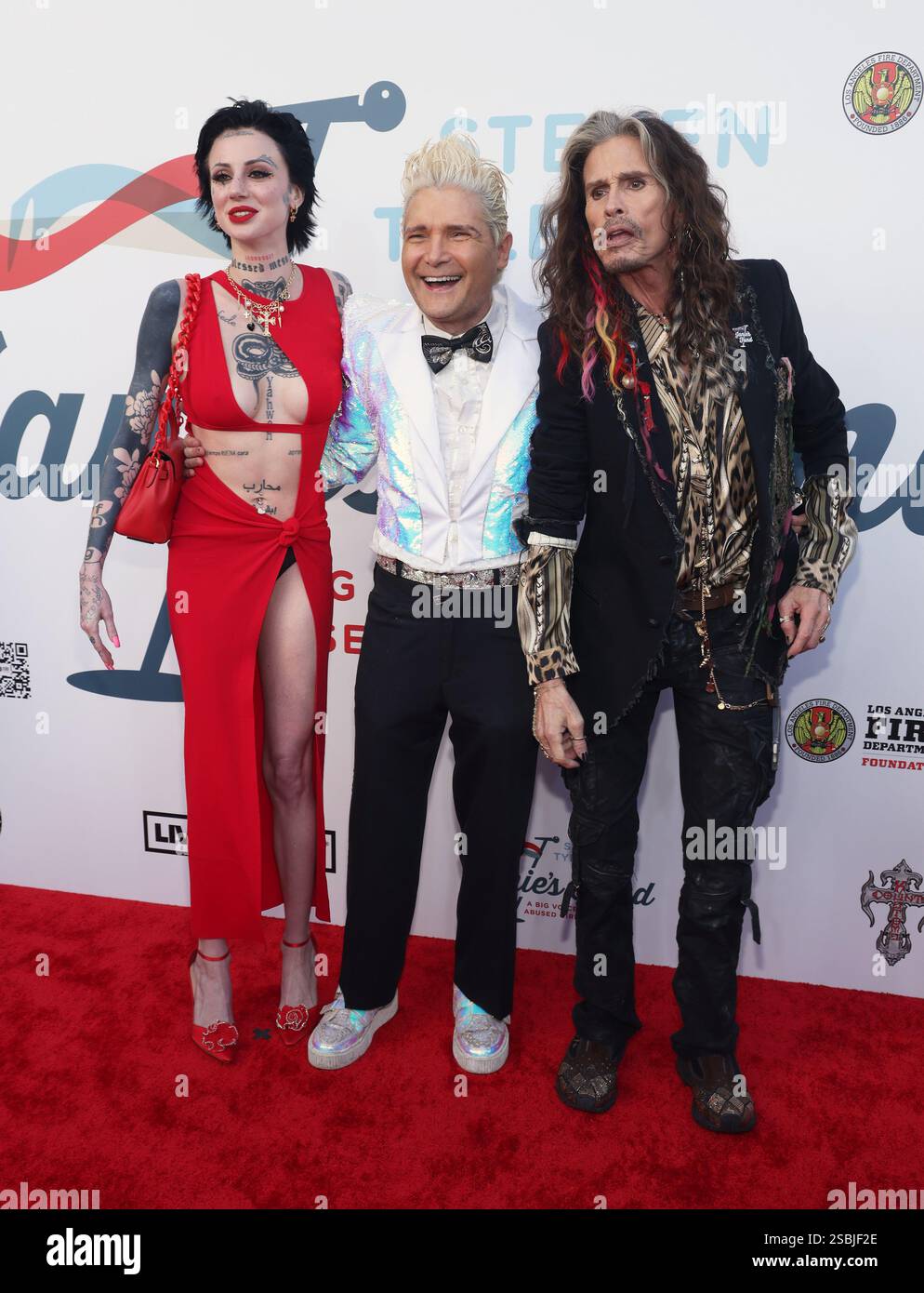 Adrien Skye, Corey Feldman, and Steven Tyler attend the 6th Annual Jam For Janie GRAMMY Awards ...