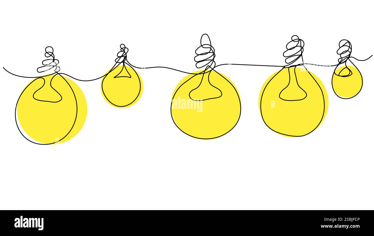 Light bulb garland outline hi-res stock photography and images - Alamy