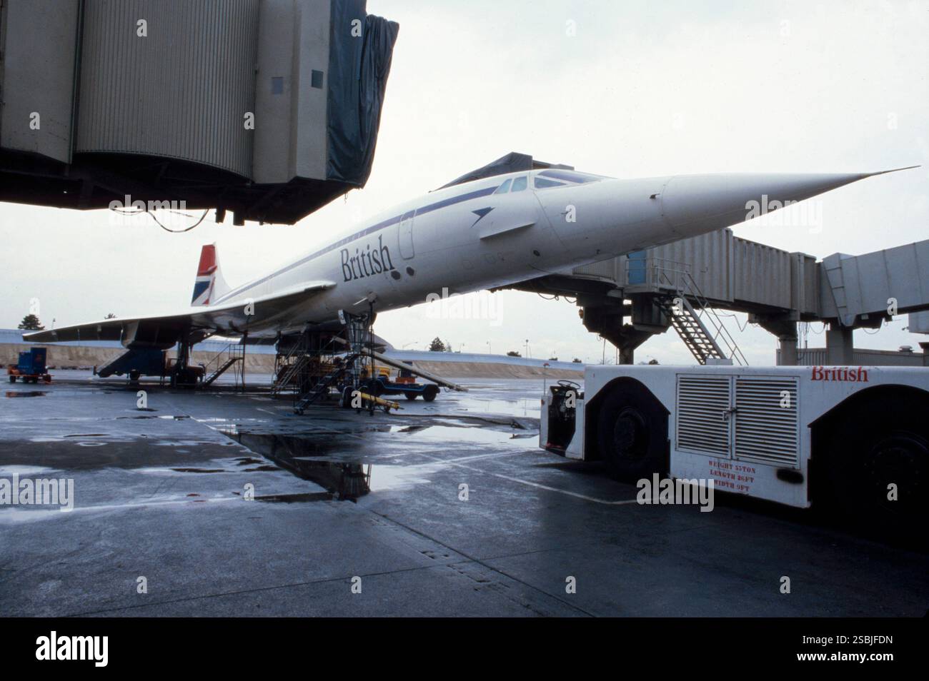 Concorde at JFK Airport, May 1985. The A√©rospatiale/BAC Concorde is a Franco-British turbojet ...