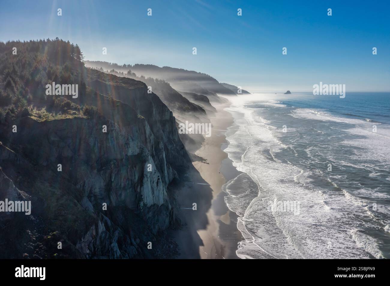 Drone view of cliffs and ocean at the Lost Coast in Northern California ...