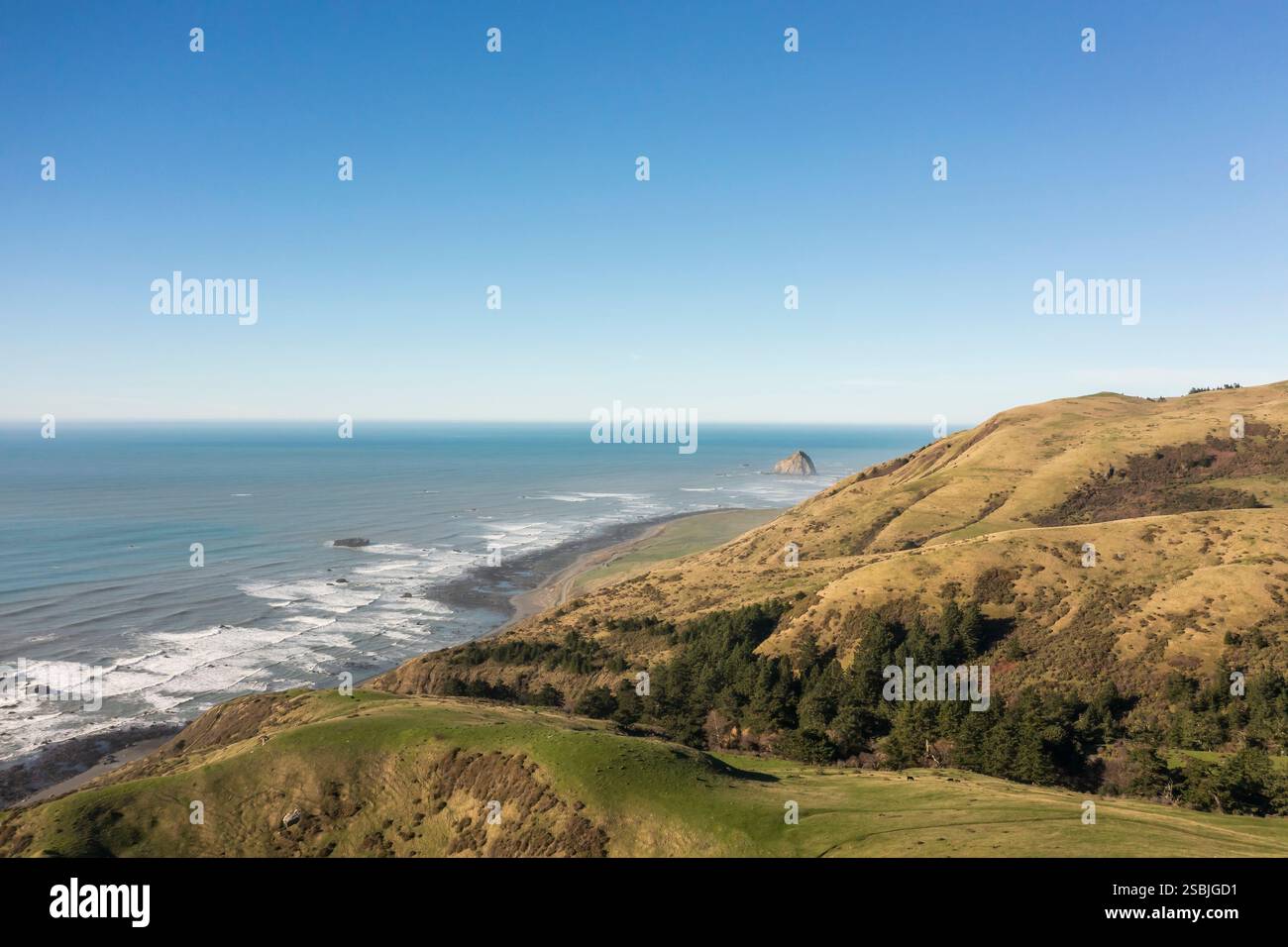 Drone view of cliffs and ocean at the Lost Coast in Northern California ...