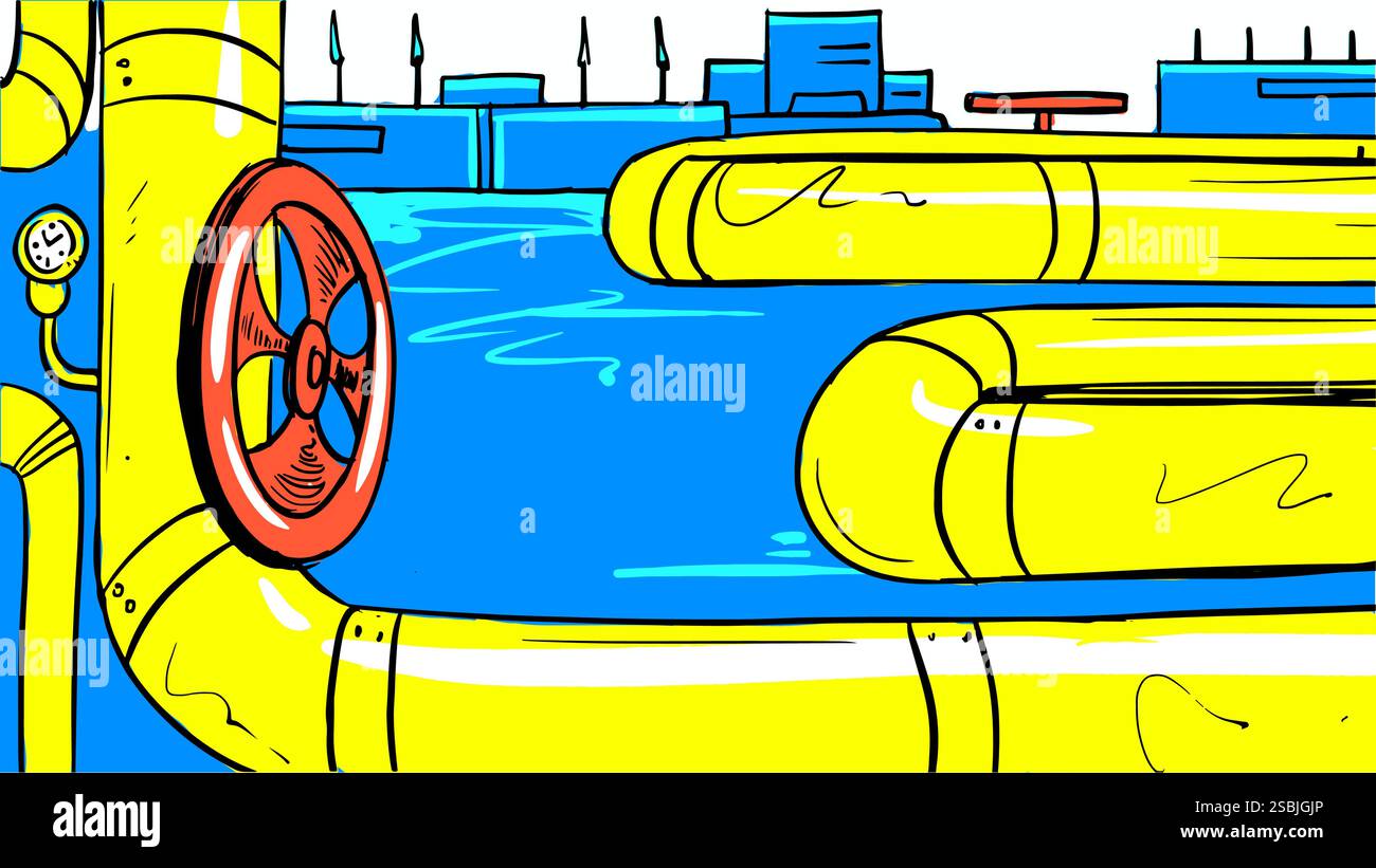 Yellow oil pipe valve Stock Vector Images - Alamy