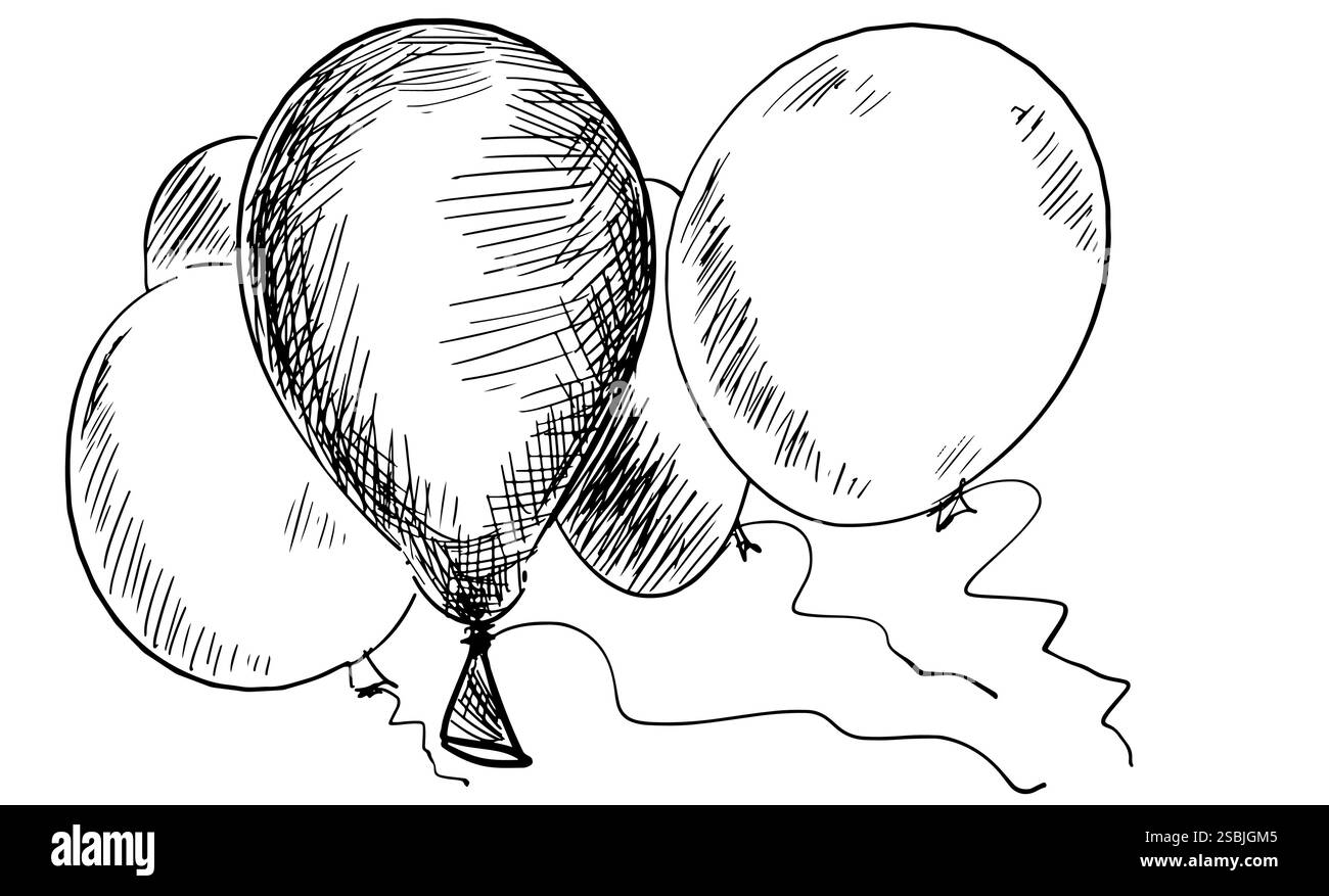 Sketch of flying balloons on a white background Stock Vector Image ...