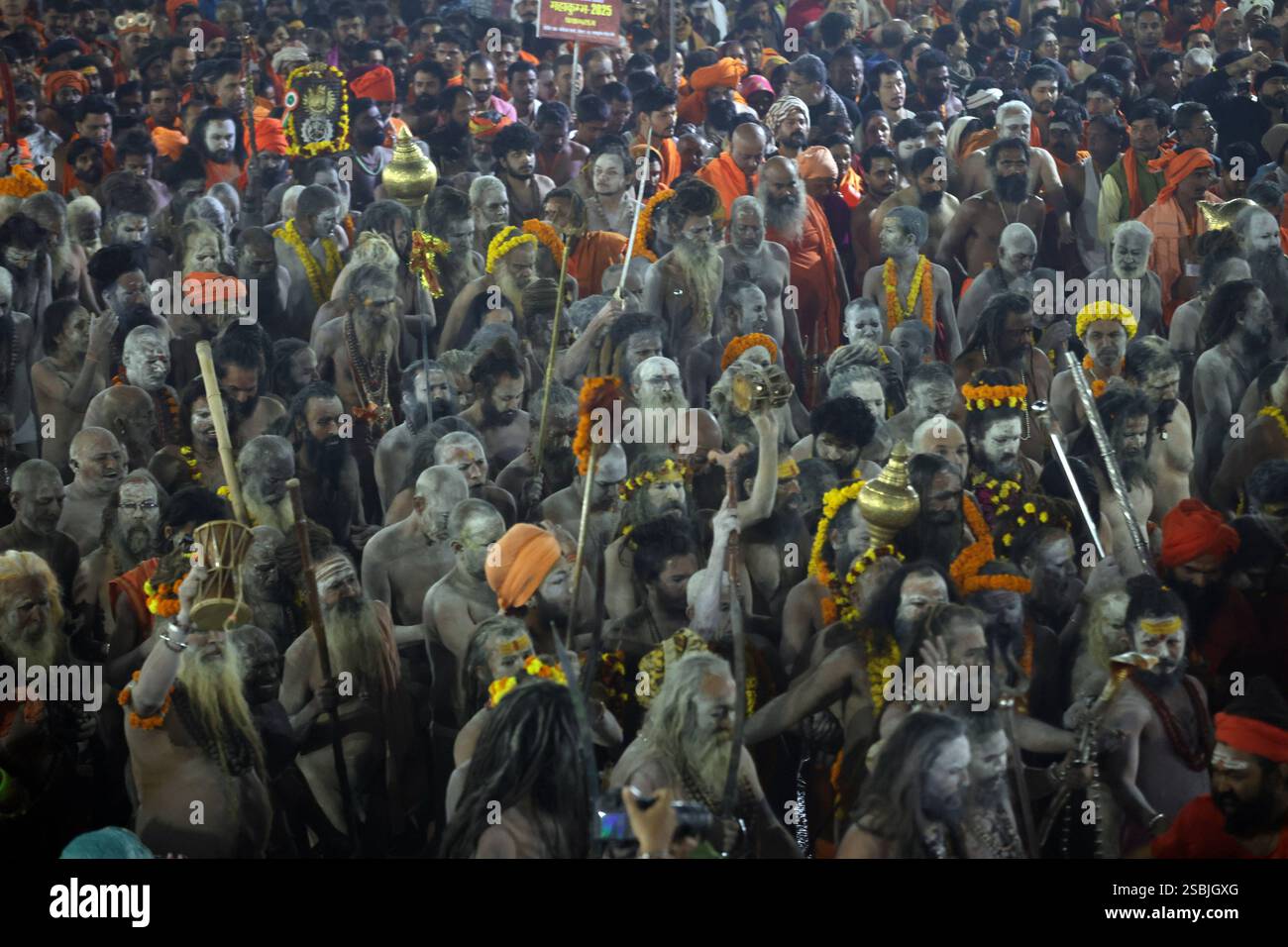 Maha Kumbh Mela in Prayagraj, India Sadhus or Hindu holy men smeared ...