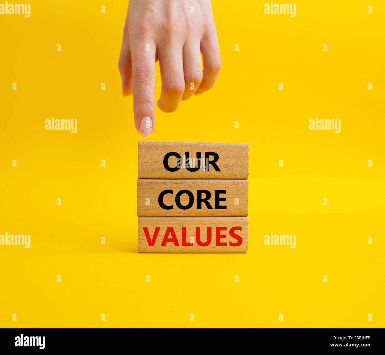 Our core values symbol. Concept words 'Our core values' on wooden ...