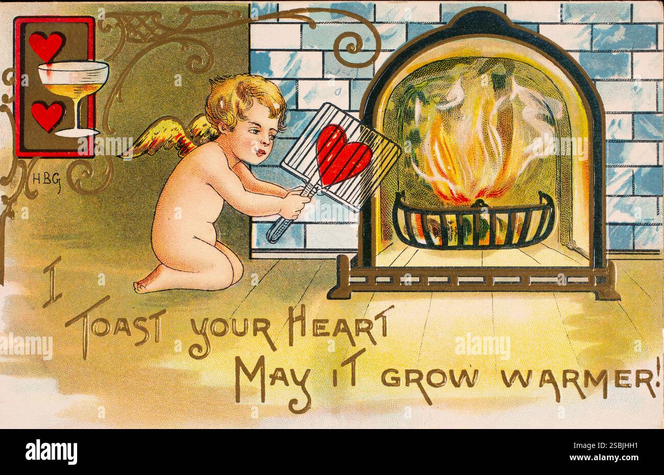 I toast your heart, may it grow warmer! Vintage Valentine card, c ...