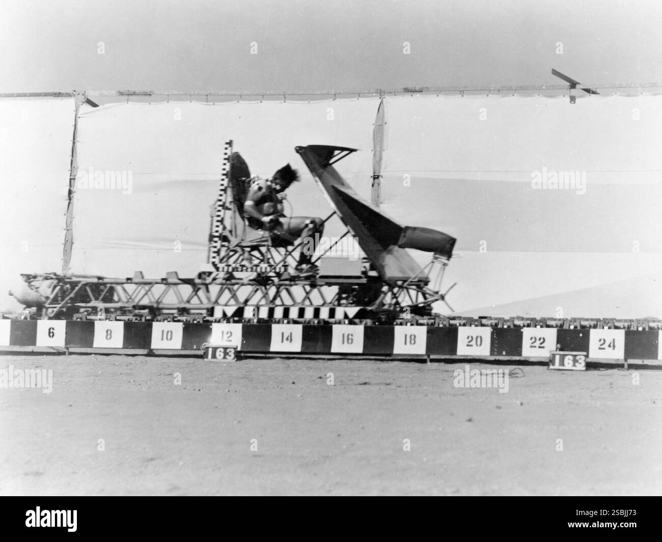 John Stapp (1910-1999), US aviation researcher, on a the Gee Whizz ...