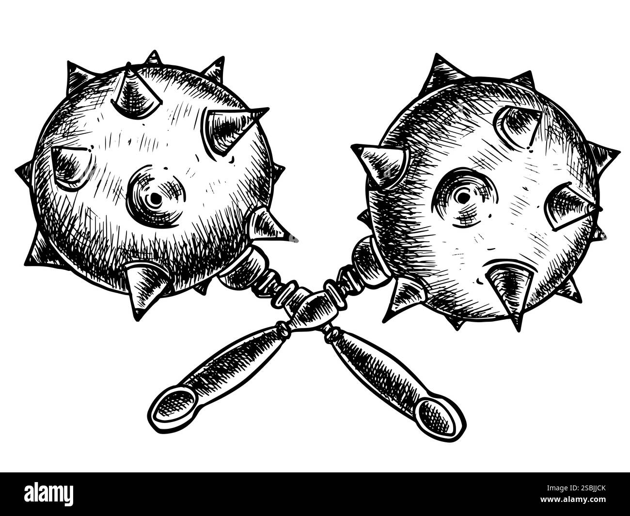 Two maces in sketch style on a white background. Vector illustration ...