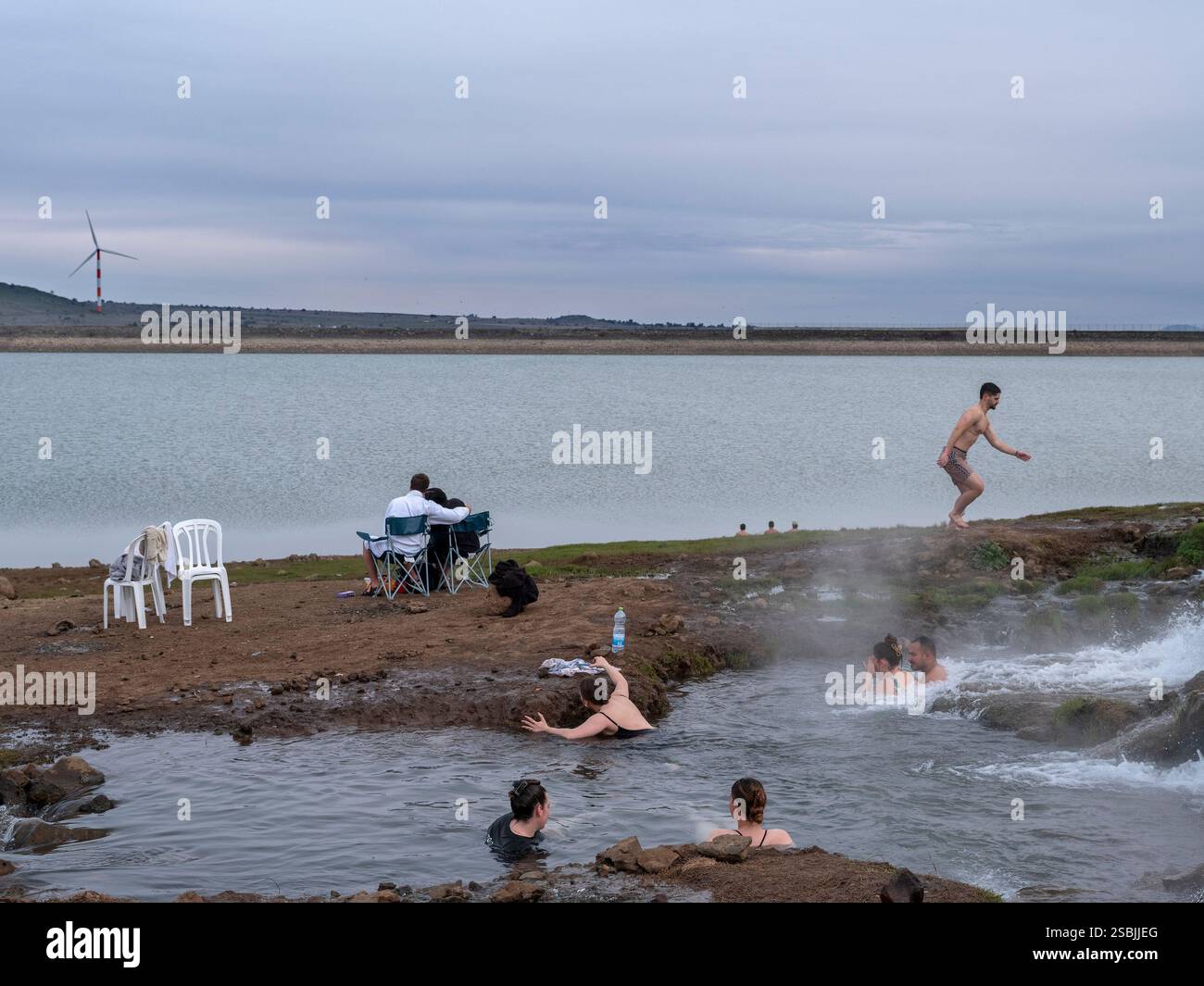 Israeli soldiers and civilians relaxing at the hot water springs near ...