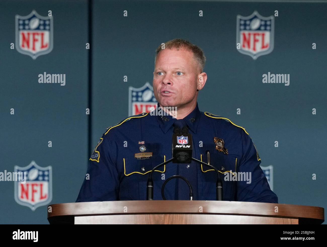 Colonel Robert P. Hodges of Louisiana State Police speaks during the ...