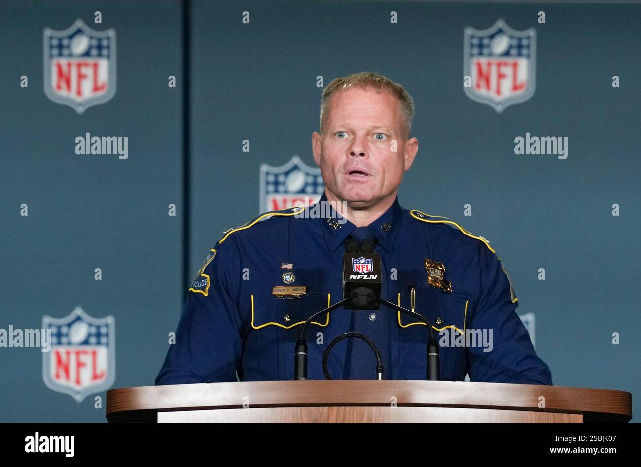 Colonel Robert P. Hodges of Louisiana State Police speaks during the ...