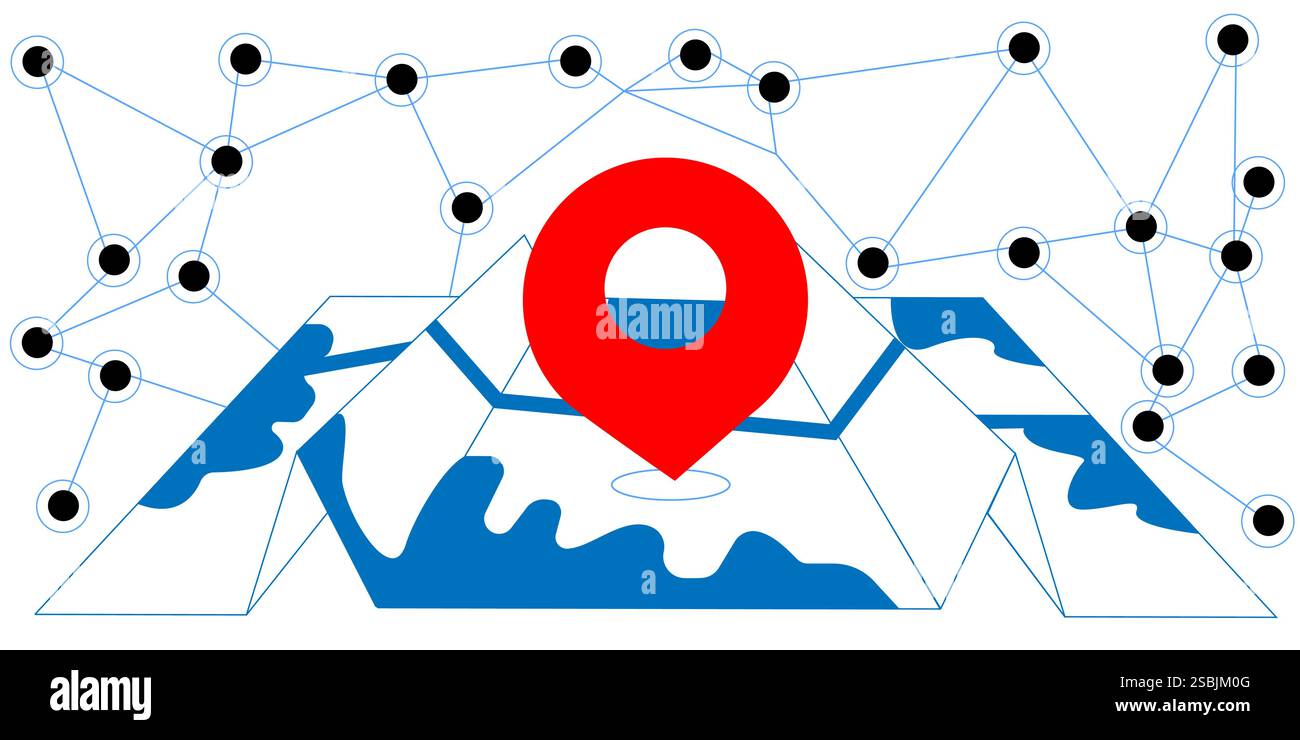 Red geo marker on a simple abstract map Stock Vector Image & Art - Alamy