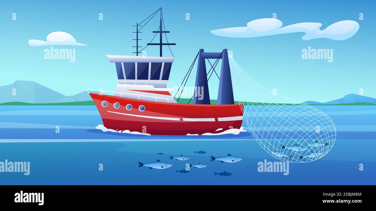 Trawler canal Stock Vector Images - Alamy