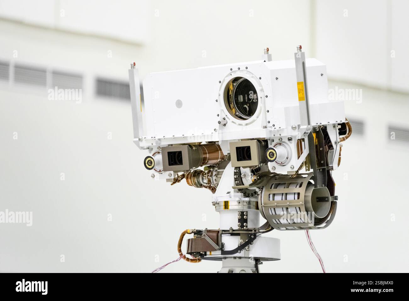 Close-up image of the head of Mars 2020's remote sensing mast. The mast ...