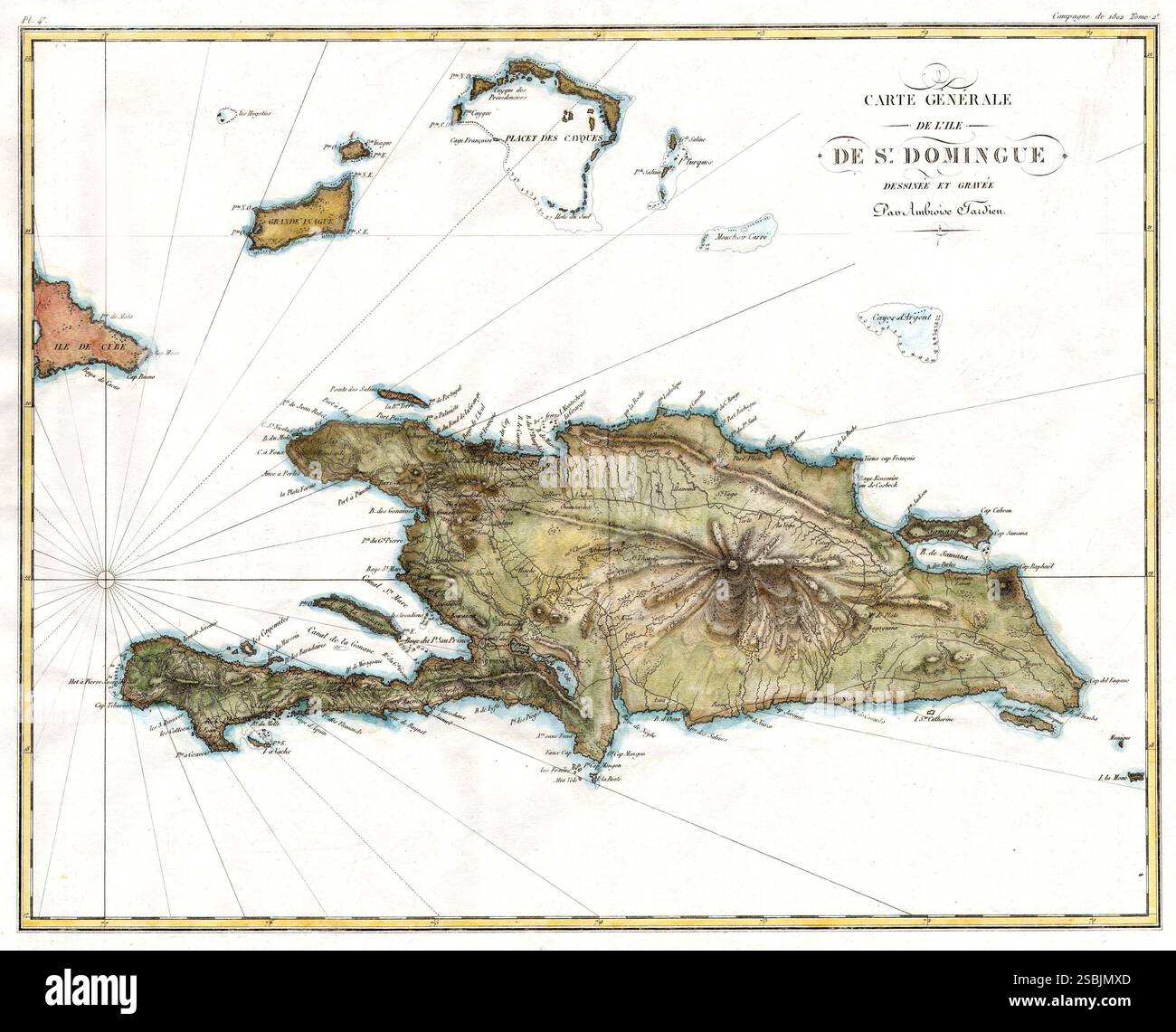 A 1802 map of Hispaniola or Santo Domingo (St. Domingue) by Ambroise ...