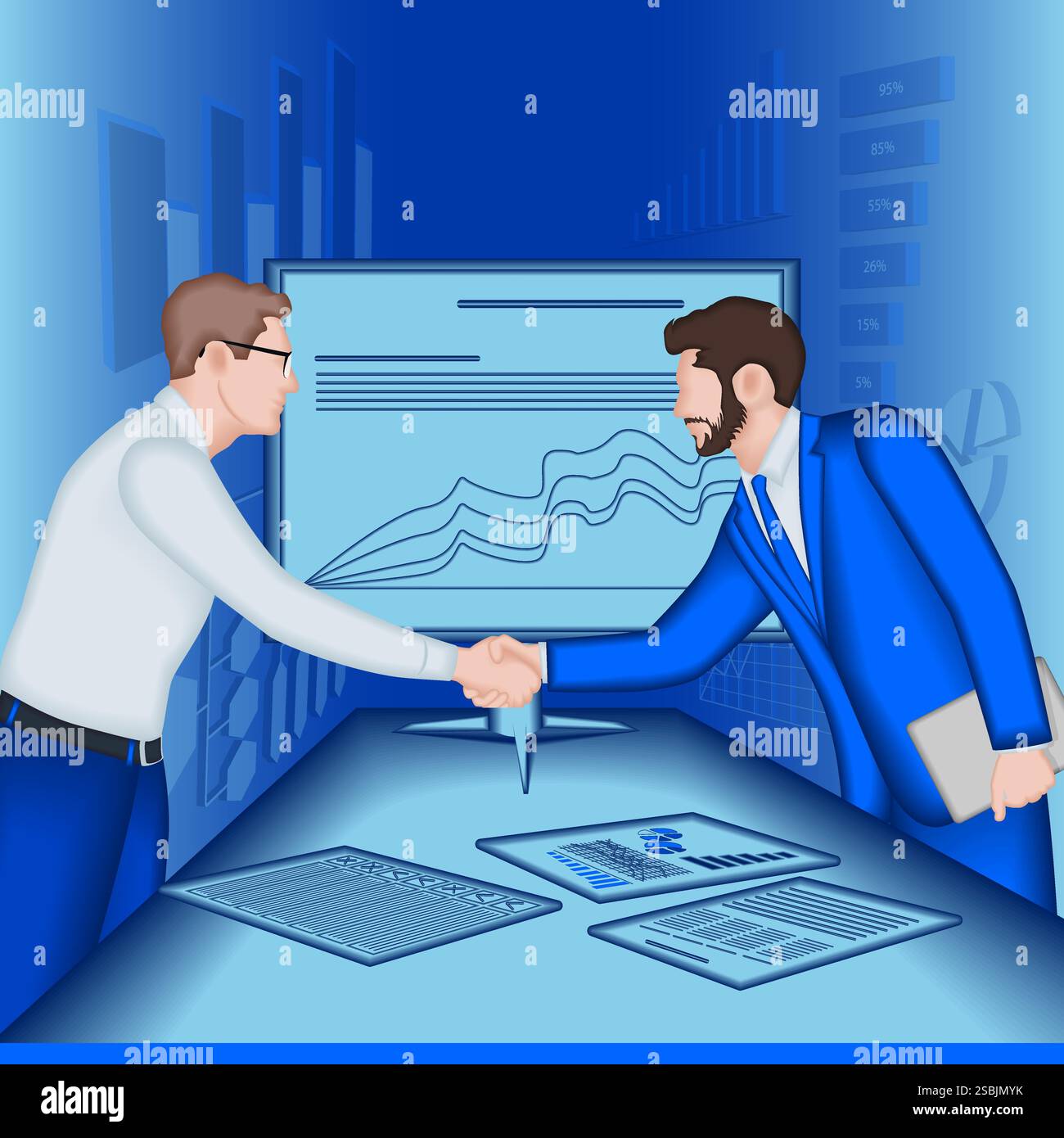 Businessmen shaking hands at meeting in office. Successful business and ...
