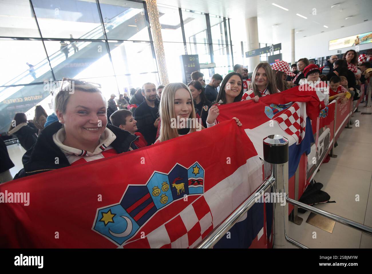 Zagreb, Croatia. 03rd Feb, 2025. Croatia fans are seen at Zagreb Airport ahead Croatia Handball ...