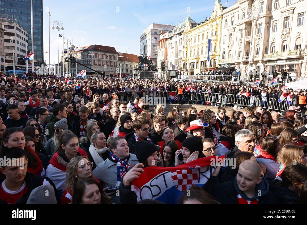 Zagreb, Croatia. 03rd Feb, 2025. Croatia fans are seen ahead Croatia Handball Team celebration ...