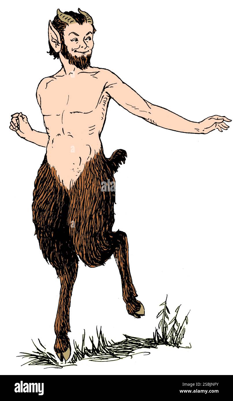 An illustration of a faun, a half-human and half-goat creature from Ancient Greek and Roman ...