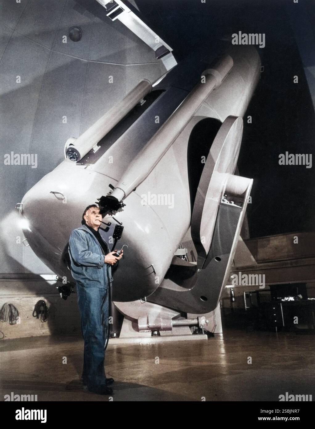 Edwin Hubble With His Telescope