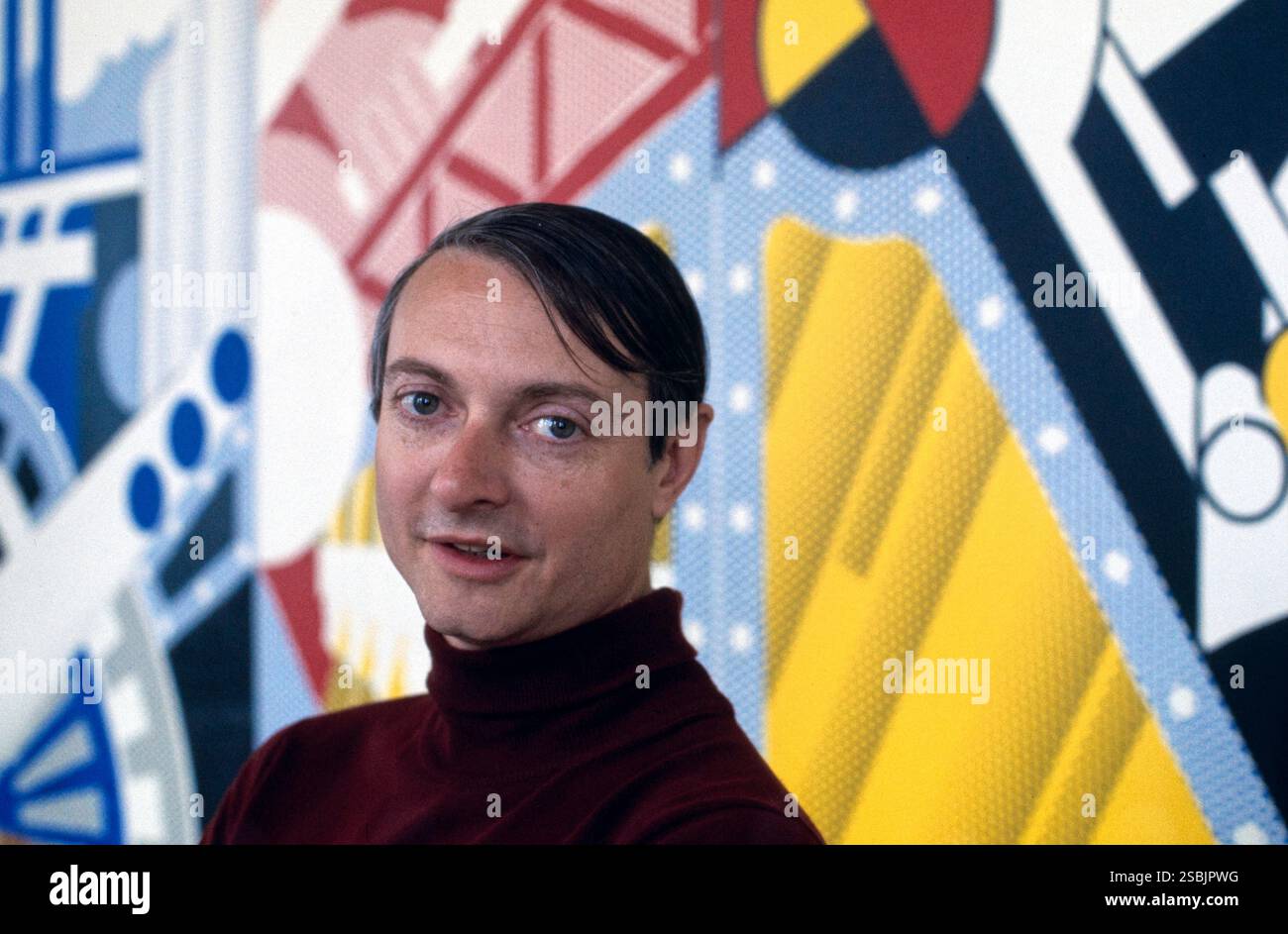 Roy Lichtenstein (1923-1997), American pop artist, with his art ...