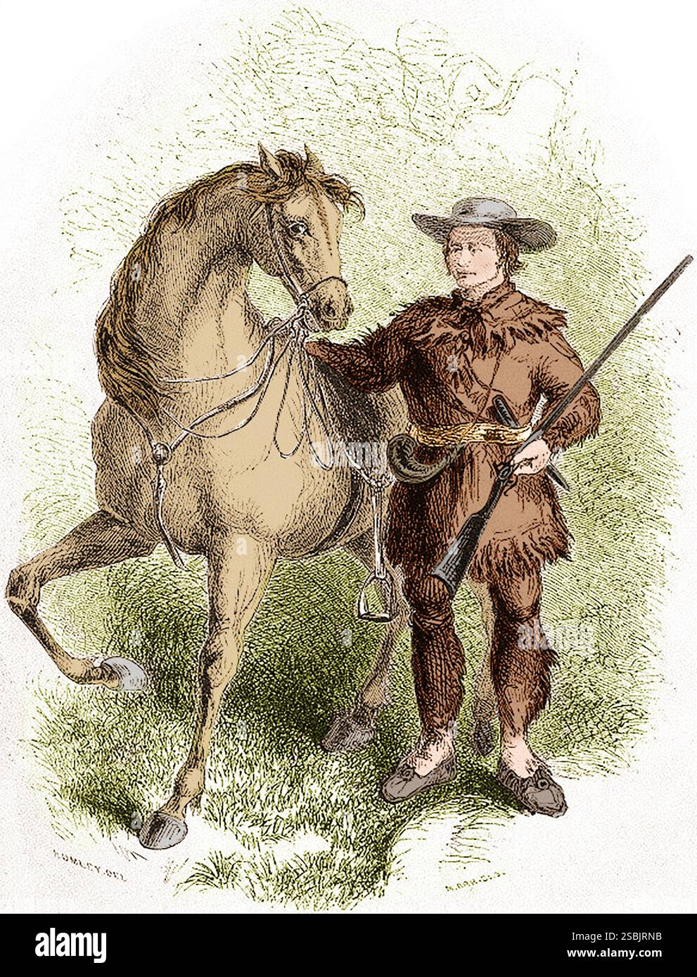 Kit Carson and his horse. Frontispiece to The Life and Adventures of ...