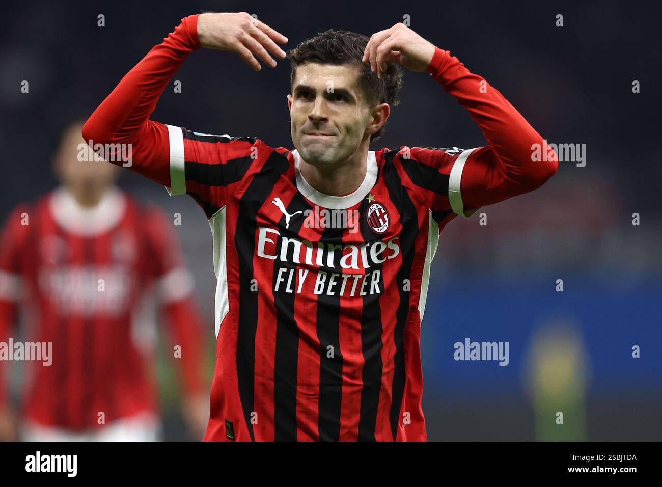 Milano, Italy. 02nd Feb, 2025. Christian Pulisic of Ac Milan gestures ...