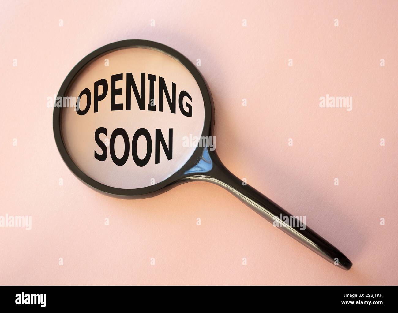 Opening soon symbol. Magnifying Glass with Concept word Opening soon ...