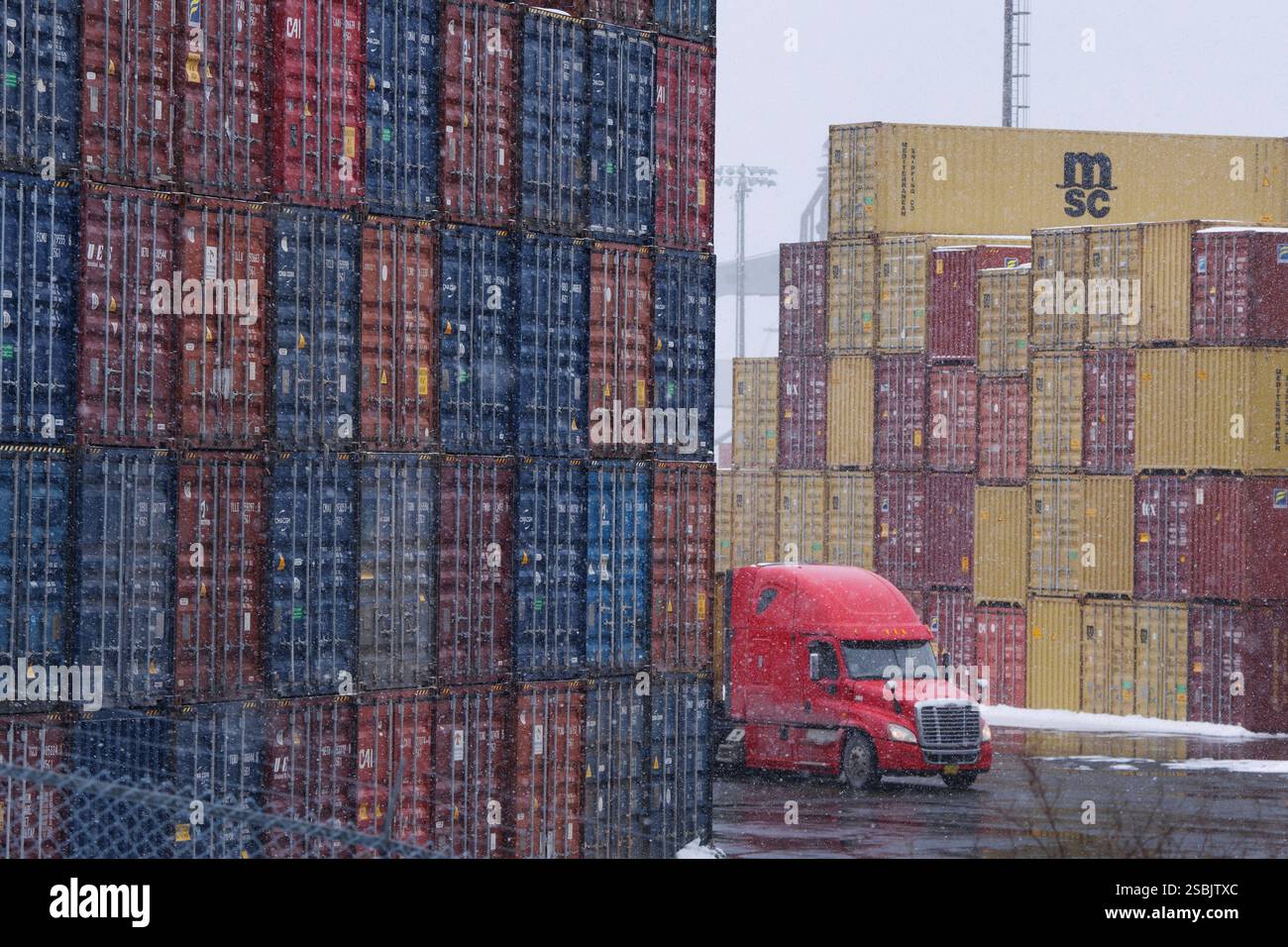 Shipping containers are seen at the Atlantic Hub container terminal in ...