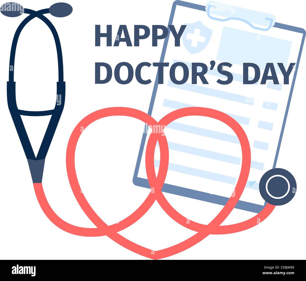 Doctors day congratulations banner. Stethoscope and patient medical ...