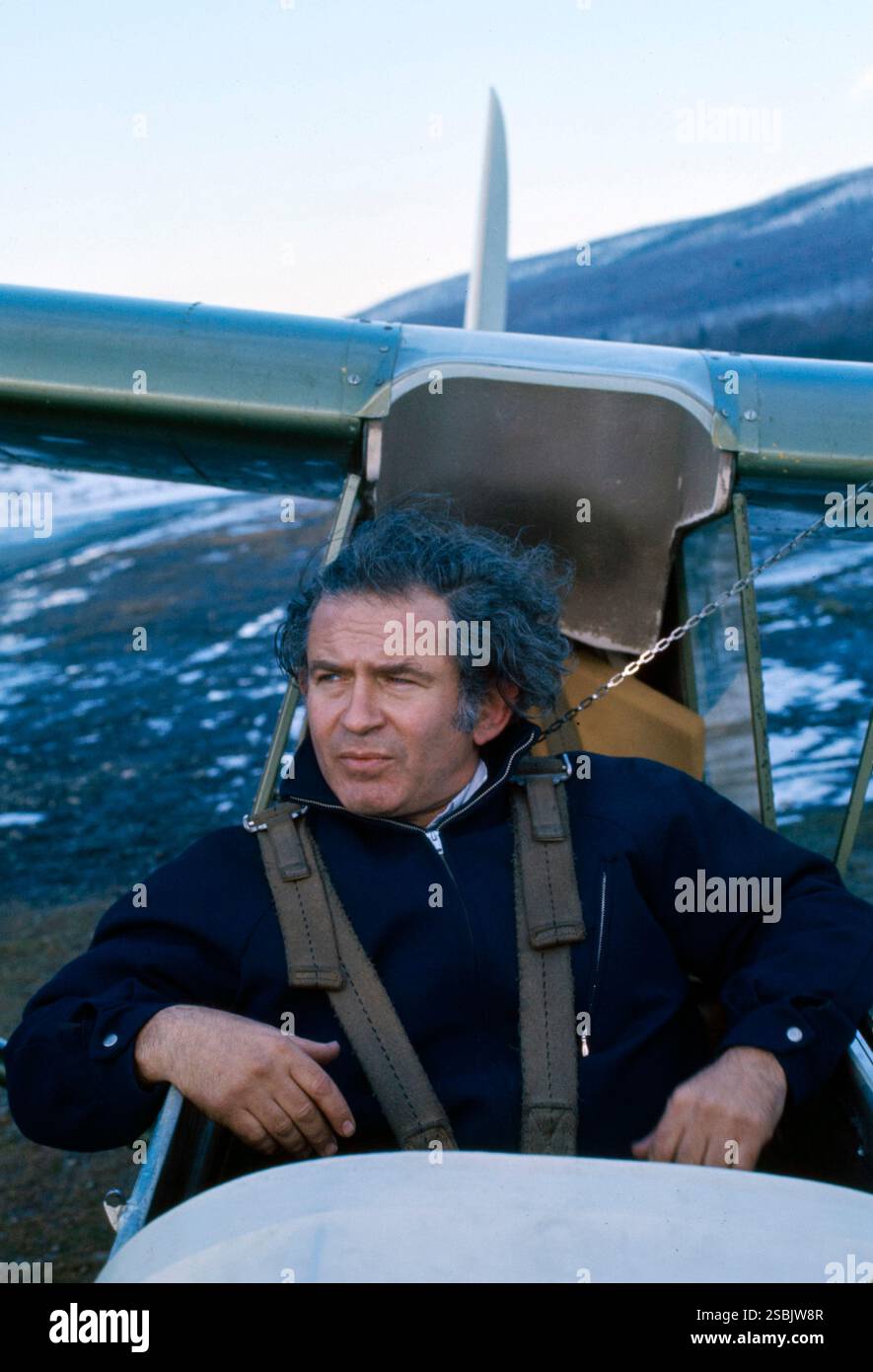 American writer Norman Mailer (1923-2007) in glider, 1967. Photograph ...