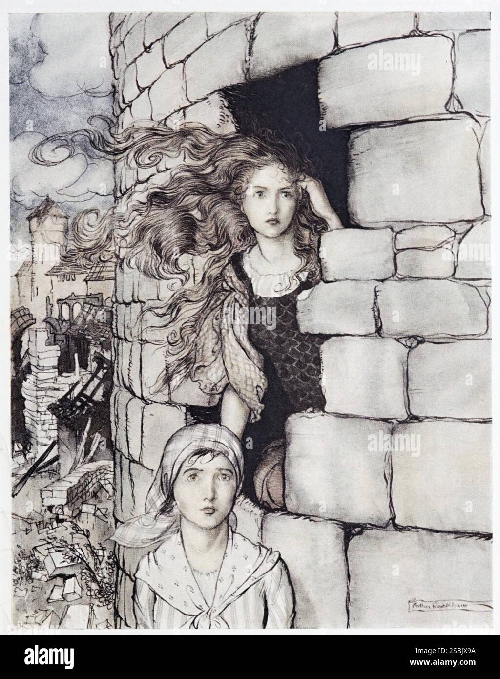 The waiting maid sprang down first and Maid Maleen followed. From the ...