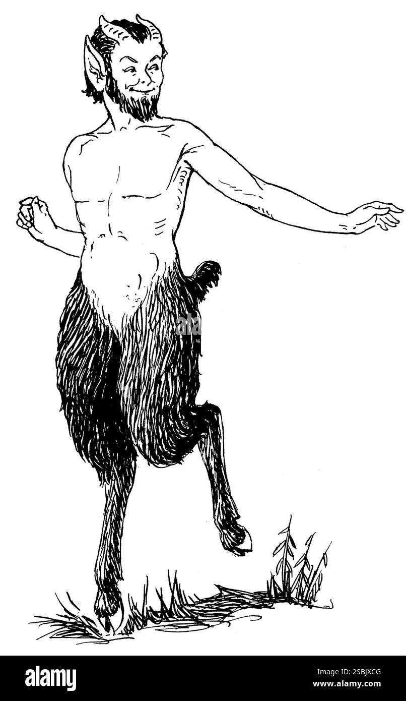 An illustration of a faun, a half-human and half-goat creature from ...
