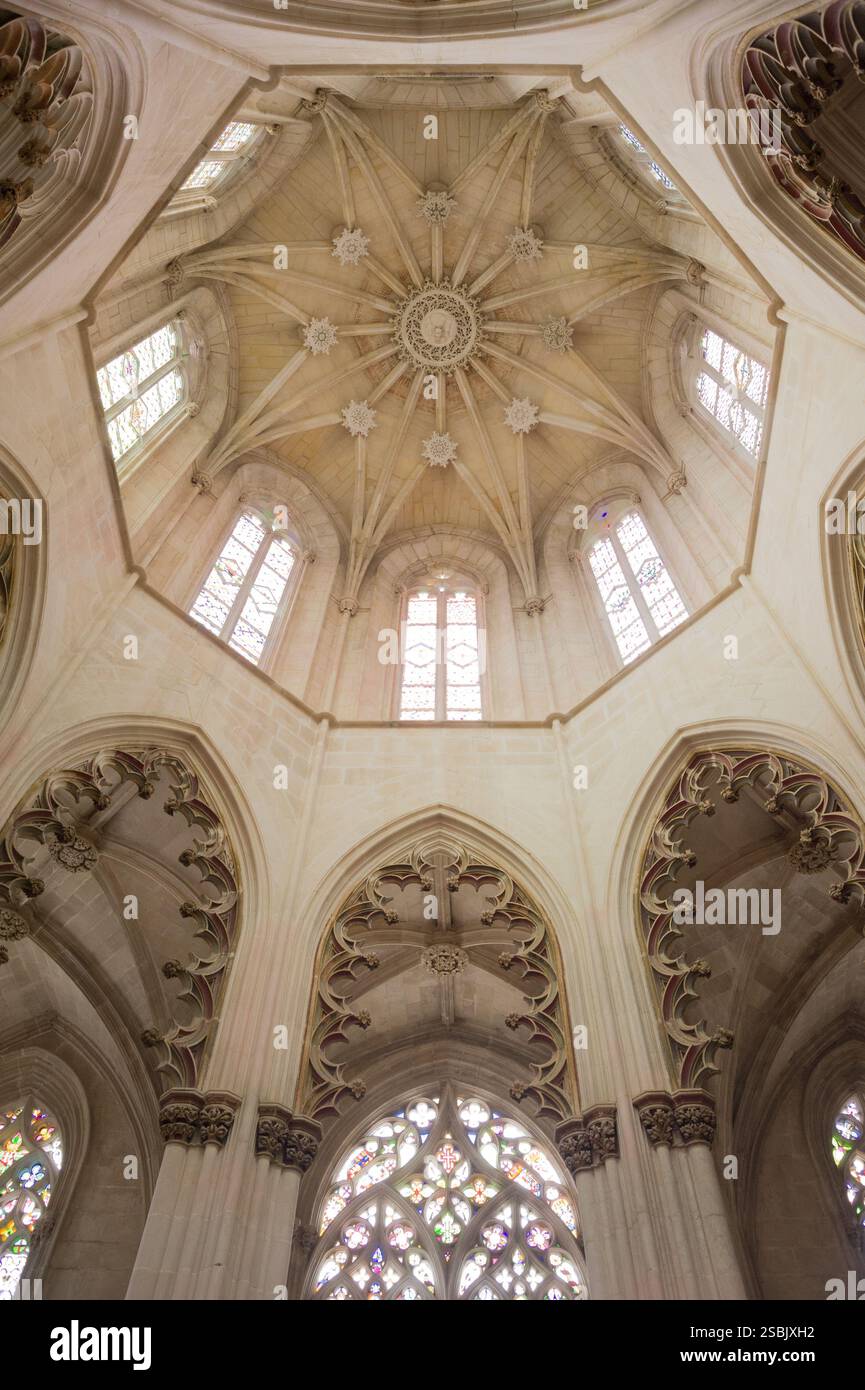 Gothic Vaulted Ceiling with Stained Glass - Mosteiro de Santa Maria da ...