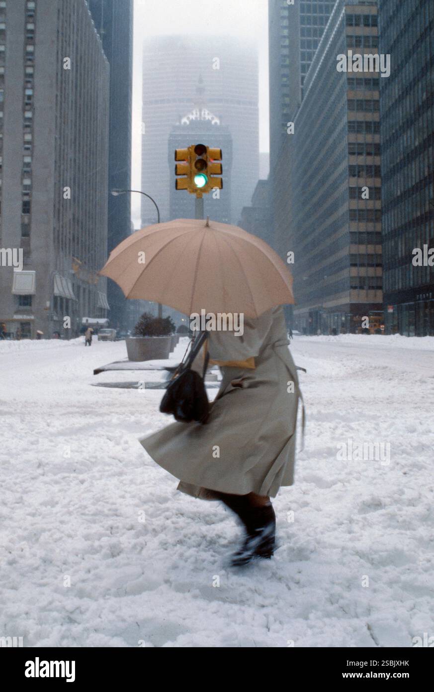 Snowstorm in New York City, circa 1975-1985. Photograph by Bernard ...