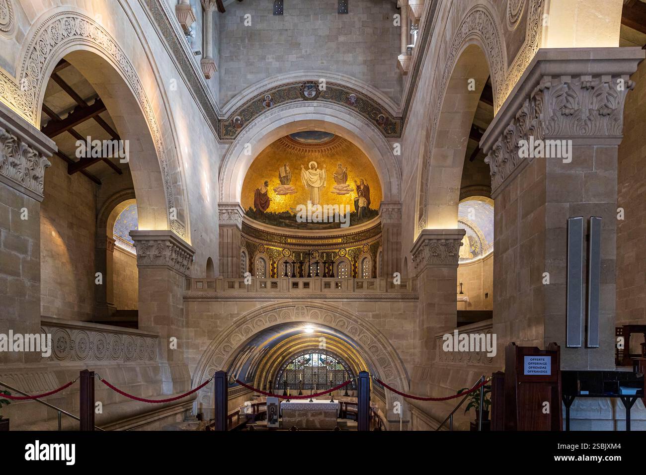 Mount Tabor, Israel – February 3, 2025: Crypt with an image of Jesus in ...