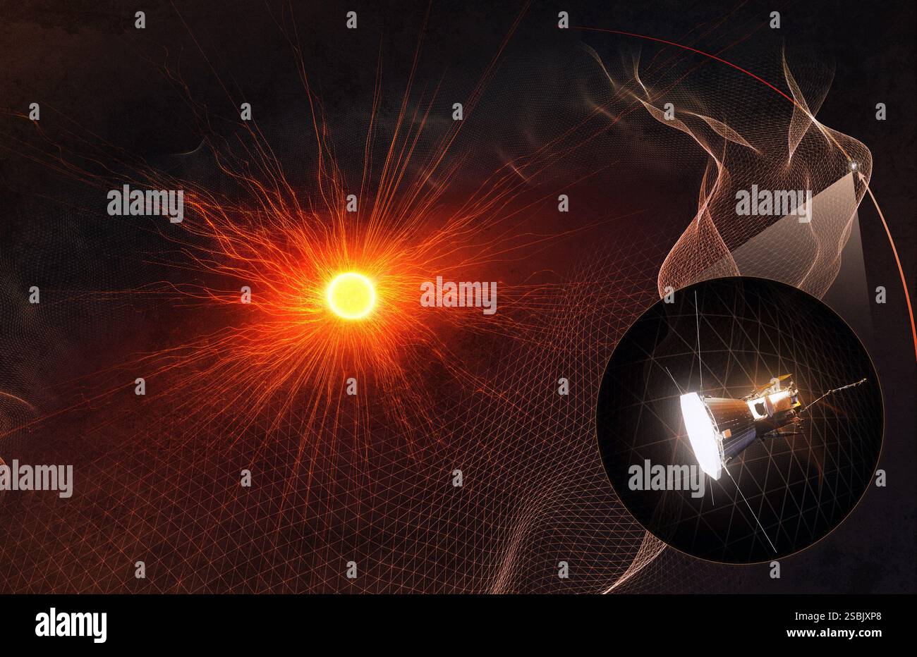 Conceptual illustration shows the Parker Solar Probe (inset) and the ...