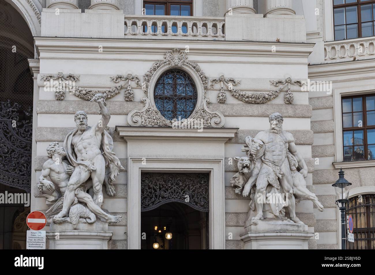 Heracles (Hercules) statues at the Imperial Hofburg Palace entry ...