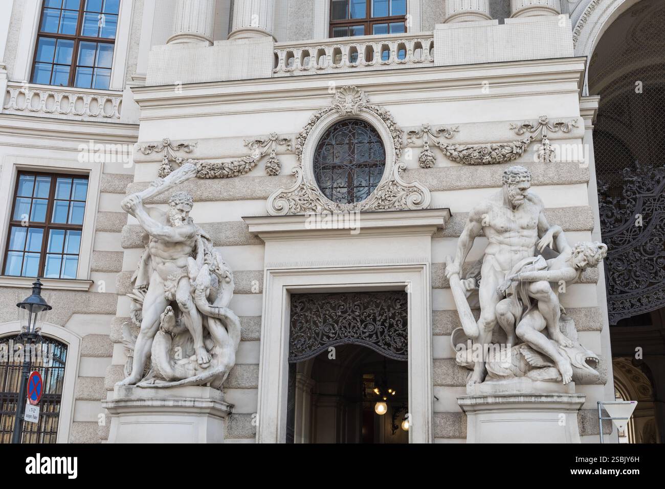 Heracles (Hercules) statues at the Imperial Hofburg Palace entry ...