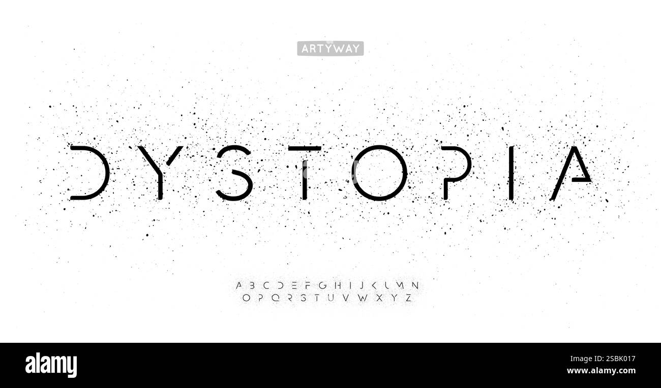 Dystopian futuristic alphabet, minimalist geometric letters with ...