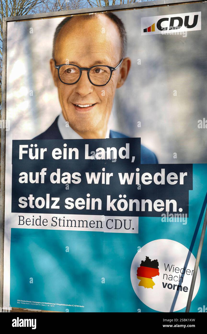 Wahlplakat der CDU zur Wahl zum 21. Deutschen Bundestag. Bonn, 02.02. ...