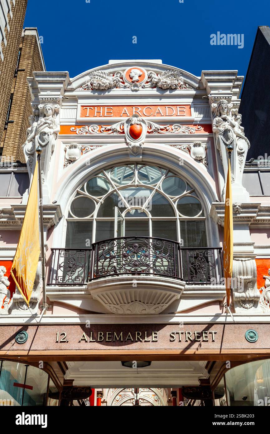 Exterior of 19th century covered shopping arcade - Burlington Arcade ...