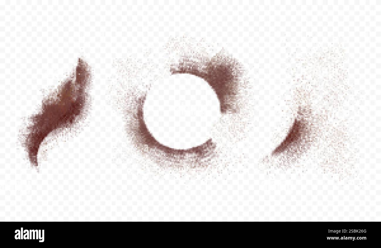 Realistic coffee powder. Caffeine particle, cocoa crumbs scattered ...