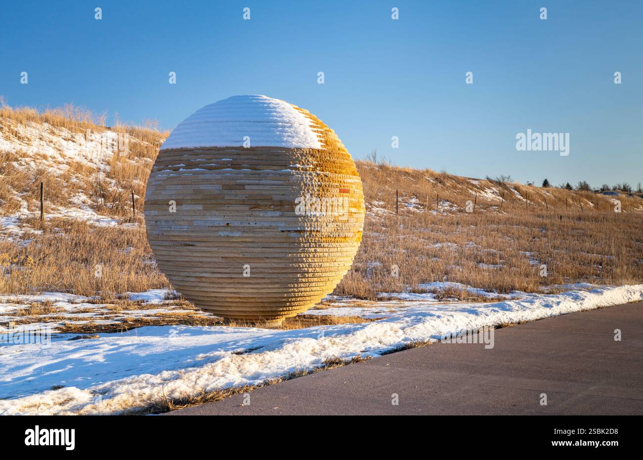 Fort Collins, CO, USA - January 28. 2025: Sphere sculpture by Stephen ...