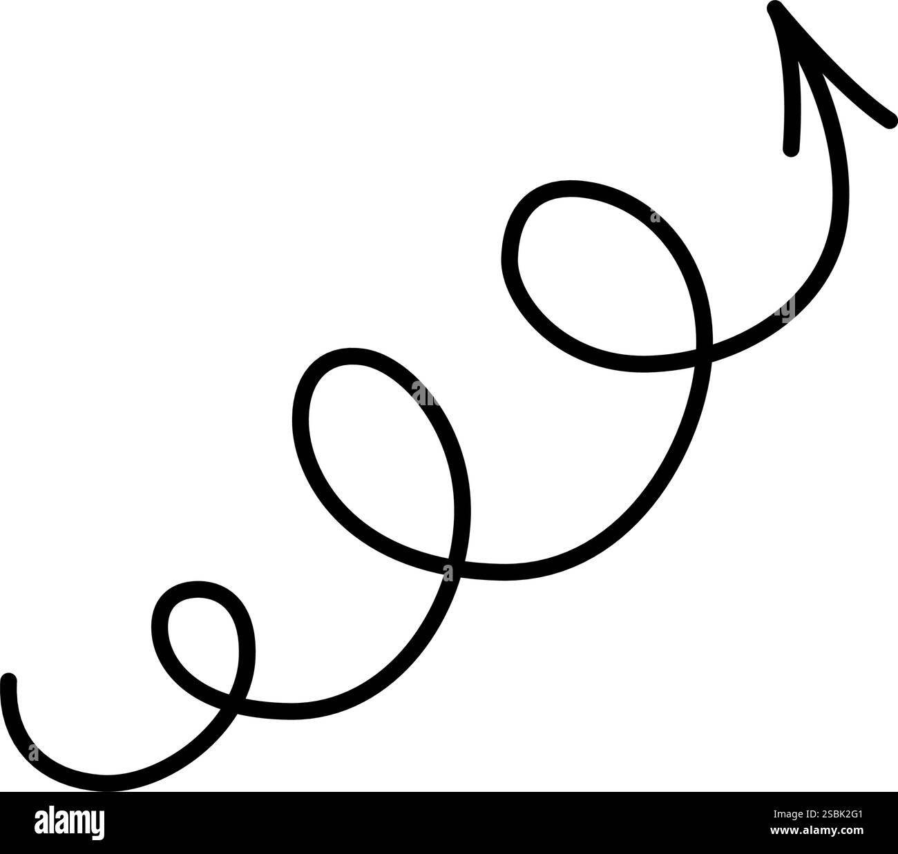 Spiral hand drawn arrow. Curly line doodle black arrow. Funny design ...