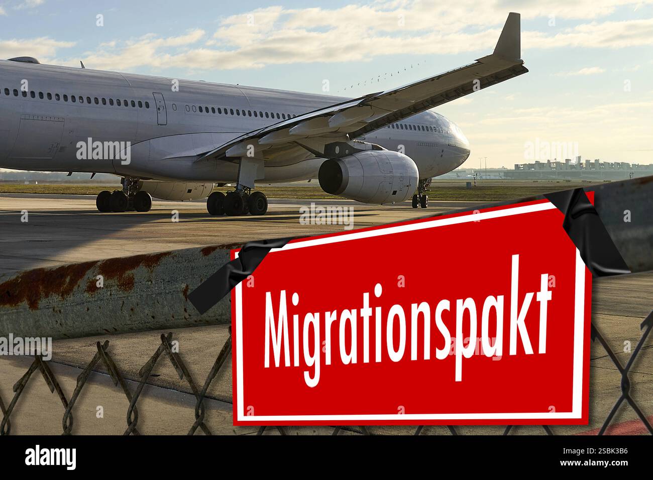 3 February 2025: PHOTOMONTAGE, An airplane stands on the tarmac of an ...